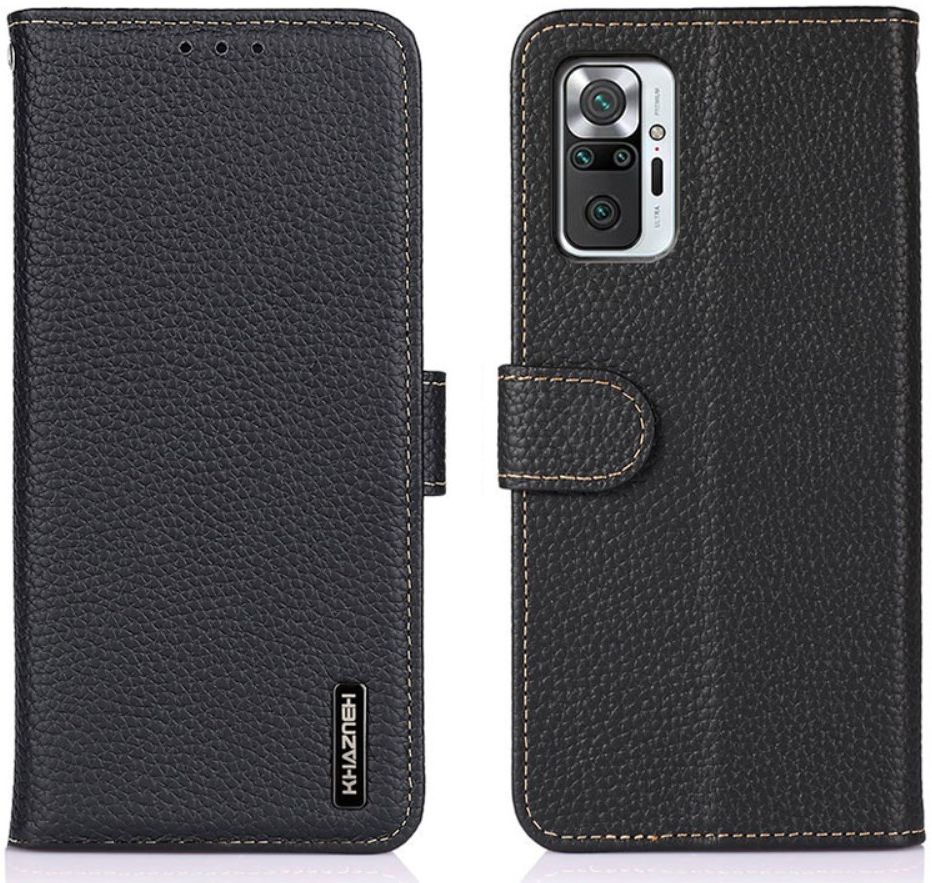 Xiaomi Redmi Note 10 Pro Hoesje Portemonnee Book Case Echt Leer Zwart ...