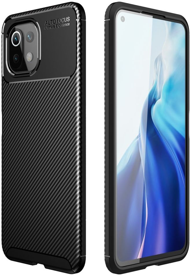 Xiaomi Mi 11 Ultra Hoesje Siliconen Carbon TPU Back Cover Zwart | gsmpunt