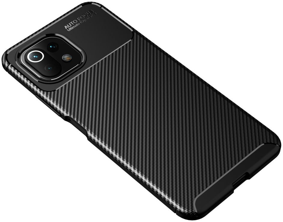 Xiaomi Mi 11 Ultra Hoesje Siliconen Carbon TPU Back Cover Zwart | gsmpunt