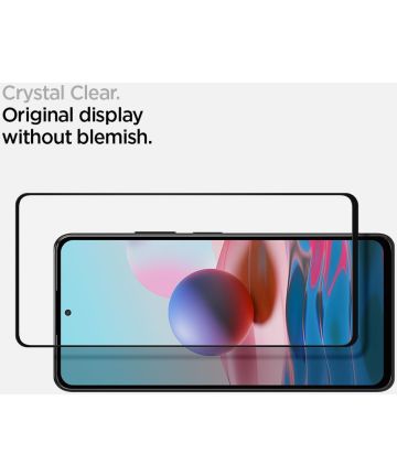 Spigen Glass Xiaomi Redmi Note 10 Tempered Glass Zwart | GSMpunt.nl