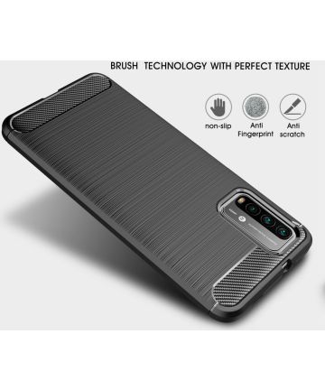 Xiaomi Redmi 9T Hoesje Geborsteld TPU Flexibele Back Cover Zwart ...