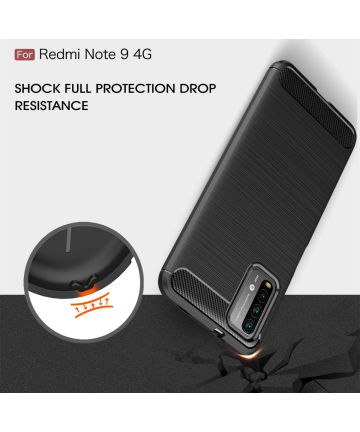 Xiaomi Redmi 9T Hoesje Geborsteld TPU Flexibele Back Cover Zwart ...