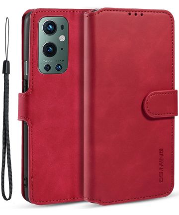DG Ming OnePlus 9 Pro Hoesje Retro Wallet Book Case Rood | GSMpunt.nl