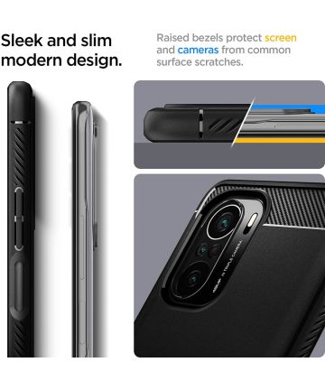 Spigen Rugged Armor Xiaomi Poco F3 / Mi 11i Hoesje Back Cover Zwart | GSMpunt.nl