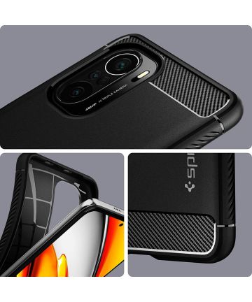 Spigen Rugged Armor Xiaomi Poco F3 / Mi 11i Hoesje Back Cover Zwart | GSMpunt.nl