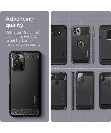 Spigen Rugged Armor Xiaomi Poco F3 / Mi 11i Hoesje Back Cover Zwart | GSMpunt.nl