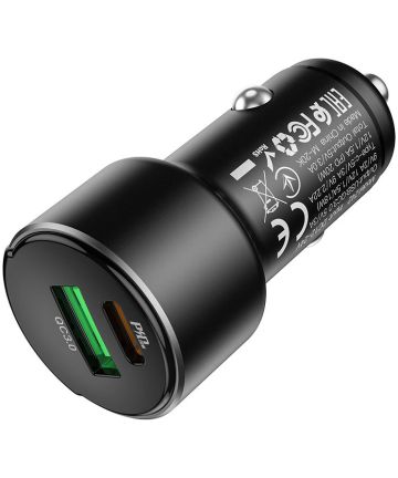 Hoco 3A Fast Charge Autolader met Quick Charge 3.0 en 20W PD Grijs | GSMpunt.nl