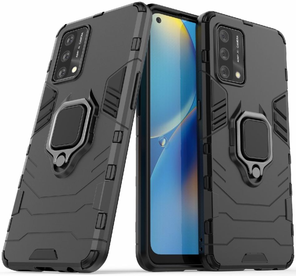 Oppo A74 4G Hybride Hoesje met Kickstand Ring Zwart | GSMpunt.nl