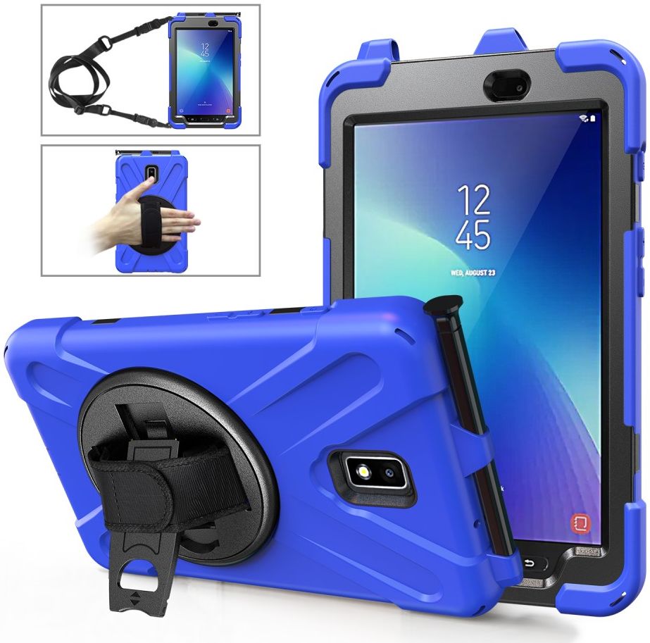 Samsung Galaxy Tab Active 2 Hybride Hoesje met Handriem Blauw | gsmpunt