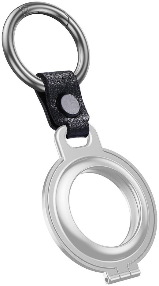 Apple AirTag Sleutelhanger Aluminium Bescherm Case met Haak Zilver | GSMpunt.nl
