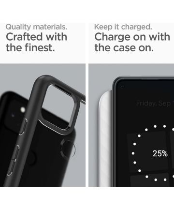 Spigen Ultra Hybrid Google Pixel 5a Hoesje Transparant/Zwart | GSMpunt.nl