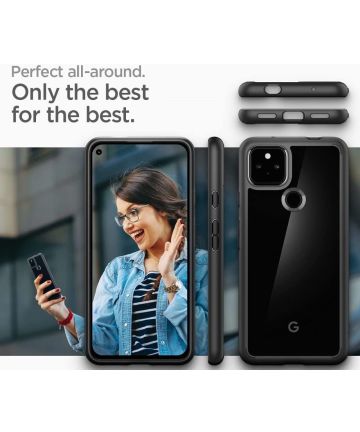 Spigen Ultra Hybrid Google Pixel 5a Hoesje Transparant/Zwart | GSMpunt.nl
