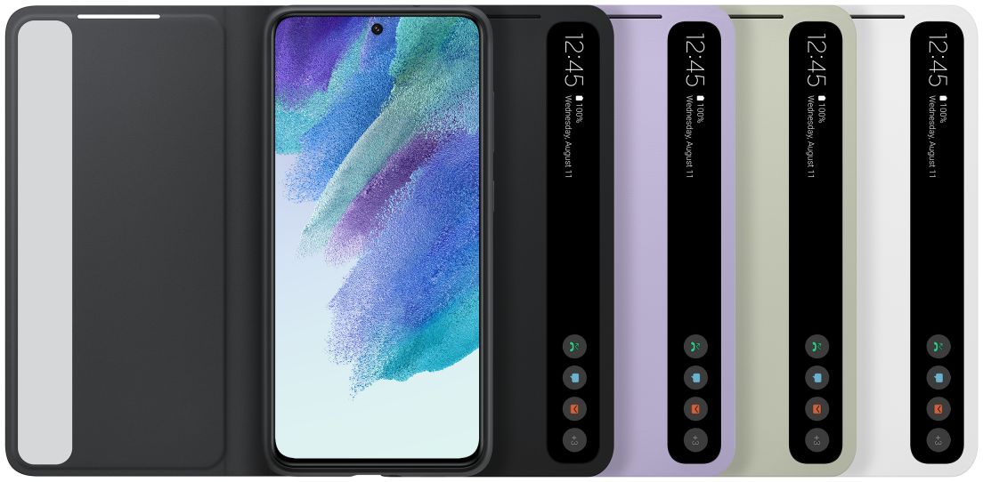 Origineel Samsung Galaxy S21 FE Hoesje Smart Clear View Cover Groen | GSMpunt.nl