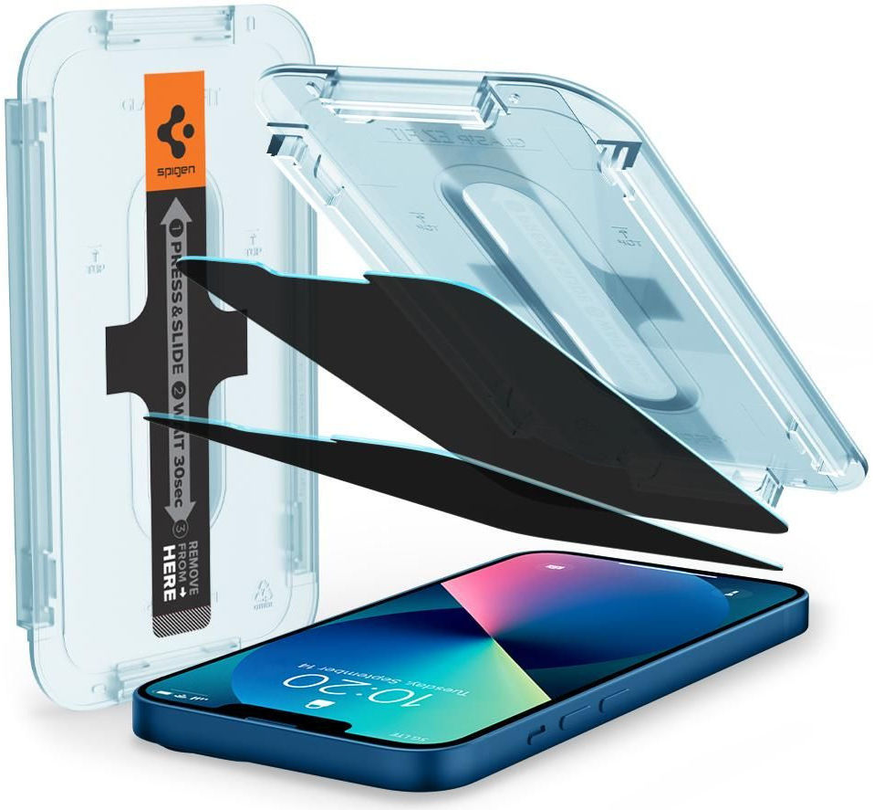 Spigen EZ Fit Glas.tR Apple iPhone 13 Mini Privacy Glass (2-Pack) | gsmpunt