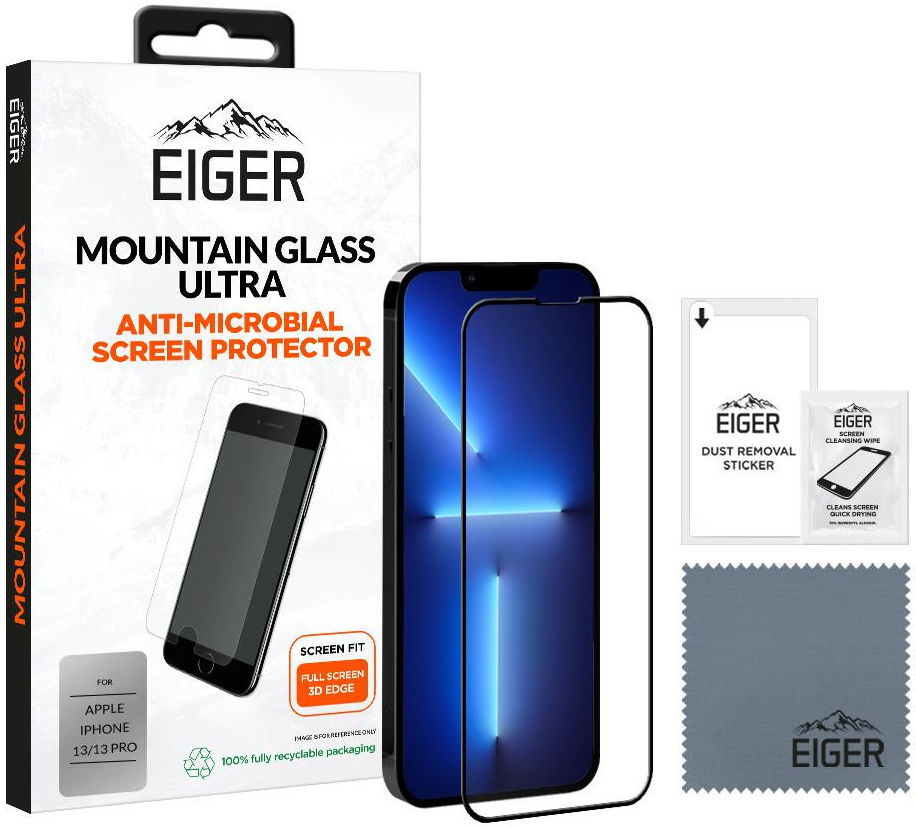 Eiger Ultra iPhone 13/13 Pro Screen Protector Antibacterieel Gebogen ...