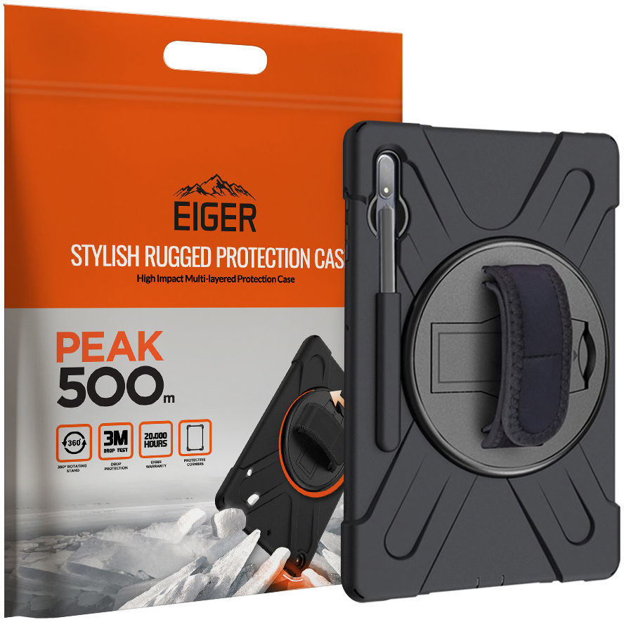 Eiger Peak 500m Samsung Galaxy Tab S7 FE / S7 Plus Hoes Zwart | gsmpunt