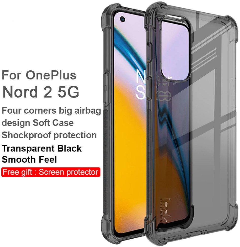 OnePlus Nord 2 5G Hoesje Dun TPU + Screen Protector Transparant Zwart ...