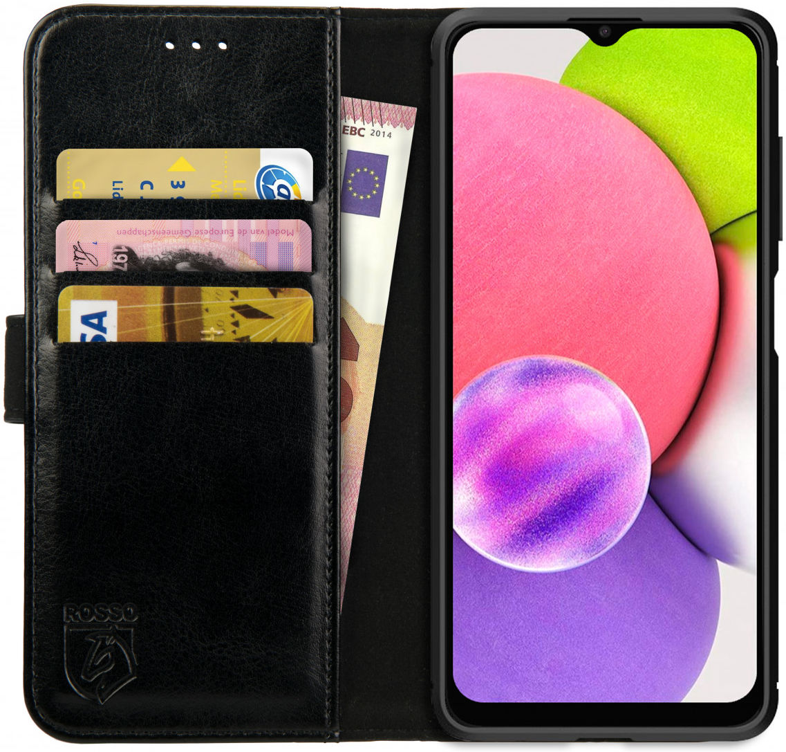 Rosso Element Samsung Galaxy A03S Hoesje Book Cover Wallet Zwart | gsmpunt