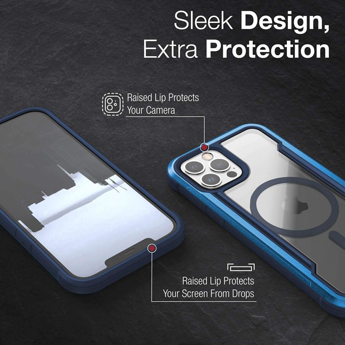 Raptic Shield Pro iPhone 12 Pro Max Hoesje voor MagSafe Blauw | GSMpunt.nl
