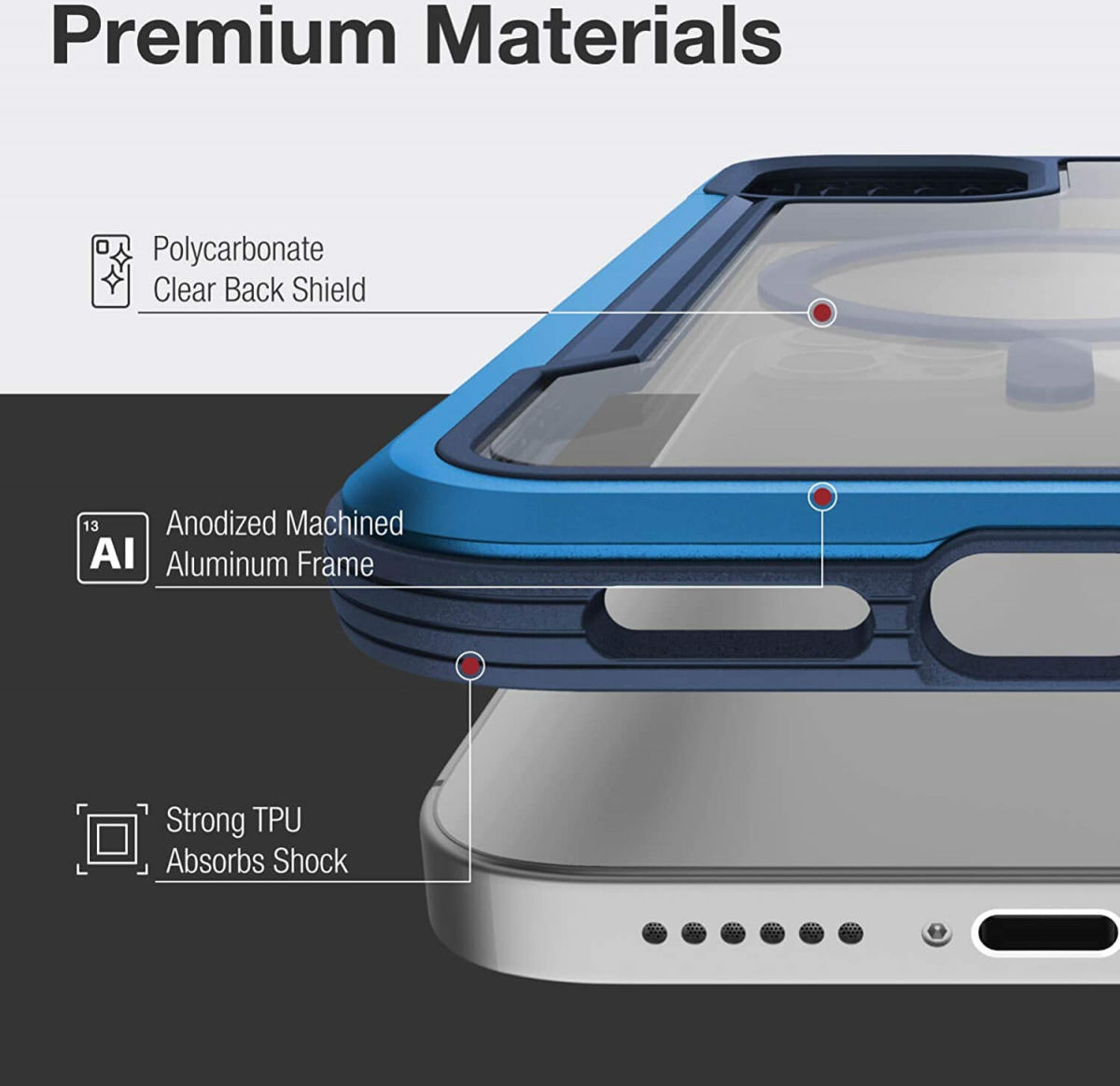 Raptic Shield Pro iPhone 12 Pro Max Hoesje voor MagSafe Blauw | GSMpunt.nl