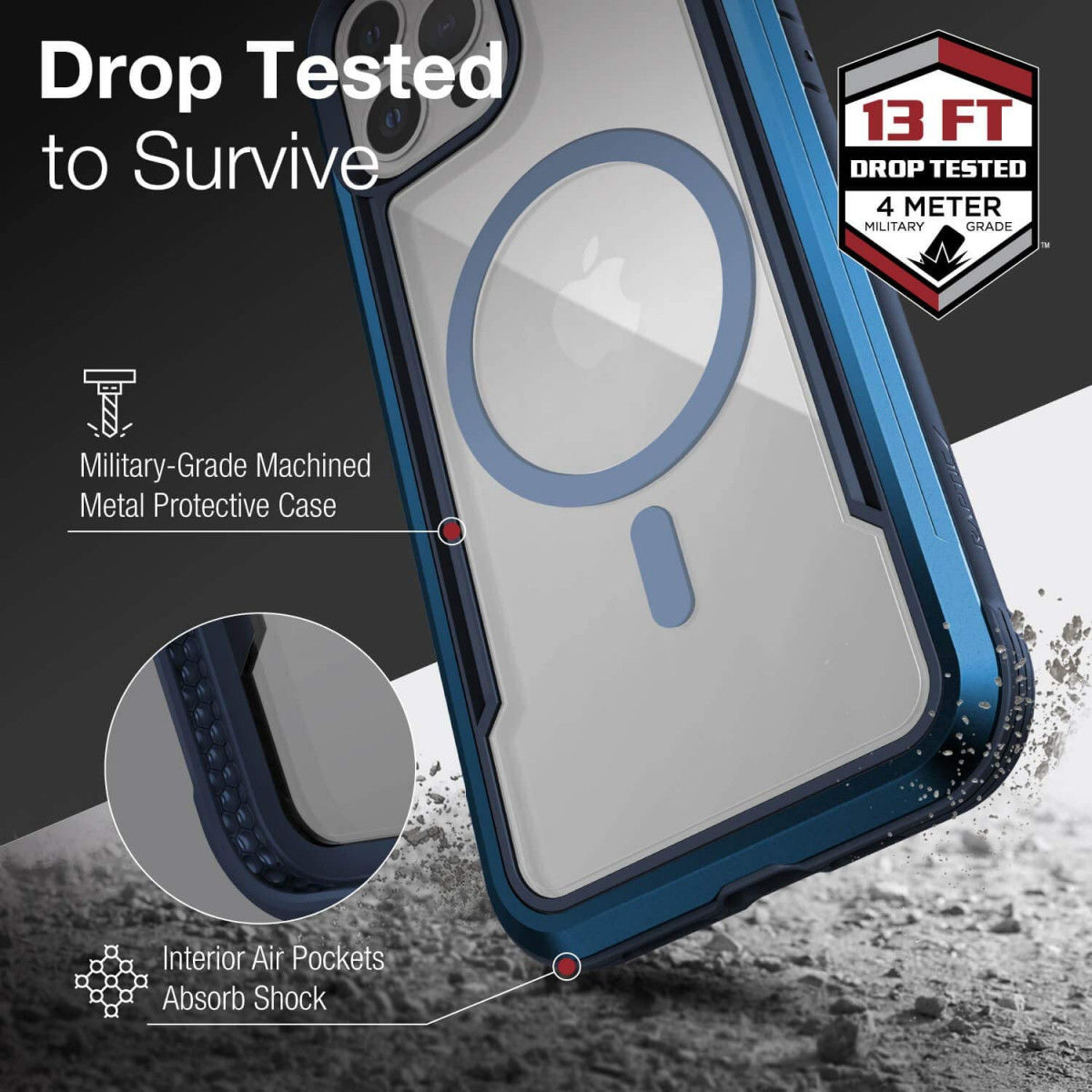 Raptic Shield Pro iPhone 12 Pro Max Hoesje voor MagSafe Blauw | GSMpunt.nl
