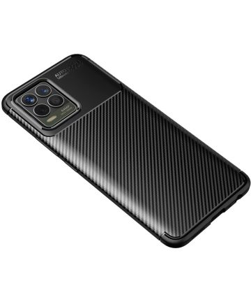 Realme 8 4G Hoesje Siliconen Carbon TPU Back Cover Zwart | GSMpunt.nl