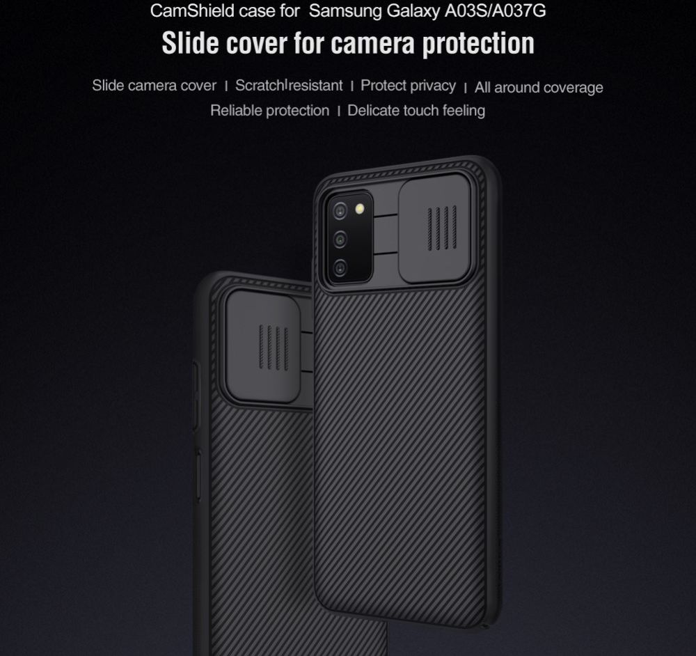 Nillkin CamShield Samsung Galaxy A03s Hoesje Camera Slider Blauw | gsmpunt
