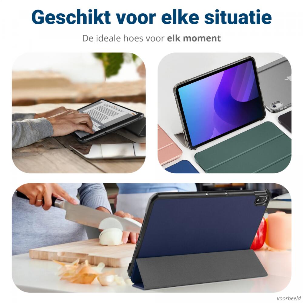 Nokia T20 Hoes Tri-Fold Book Case Kunstleer Donker Blauw | GSMpunt.nl