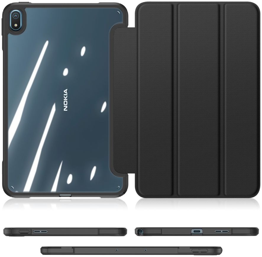 Dux Ducis Toby Series Nokia T20 Hoes Tri-Fold Book Case Zwart | gsmpunt
