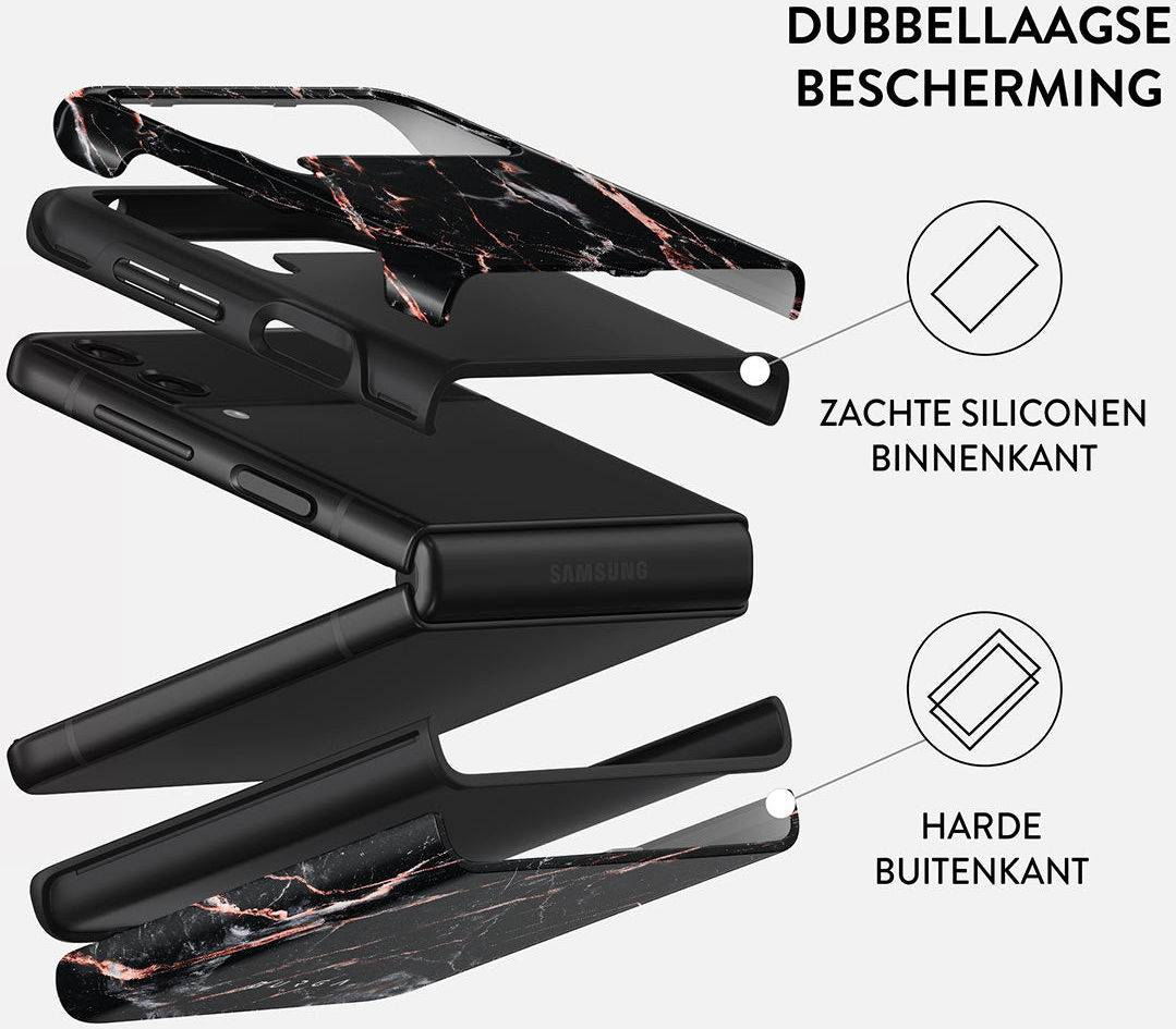 Burga Tough Case Samsung Galaxy Z Flip 3 Hoesje Rose Gold Marble | gsmpunt