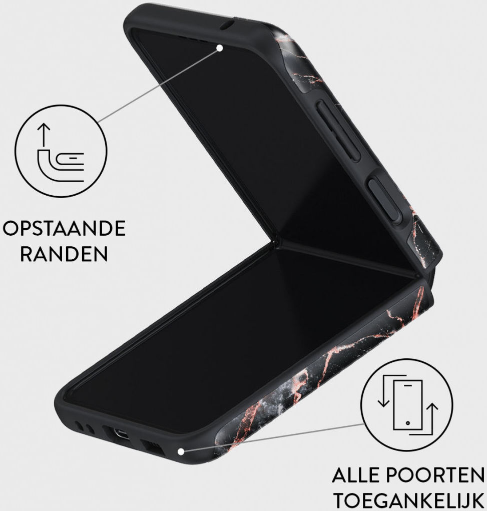 Burga Tough Case Samsung Galaxy Z Flip 3 Hoesje Rose Gold Marble | gsmpunt