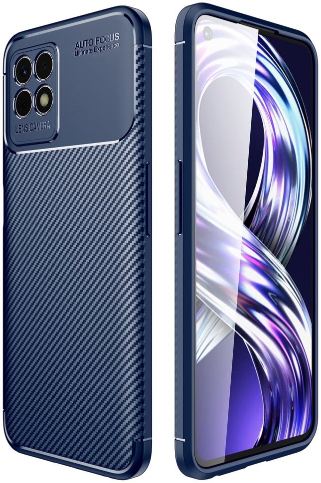 Realme 8i Hoesje Siliconen Carbon TPU Back Cover Blauw | GSMpunt.nl