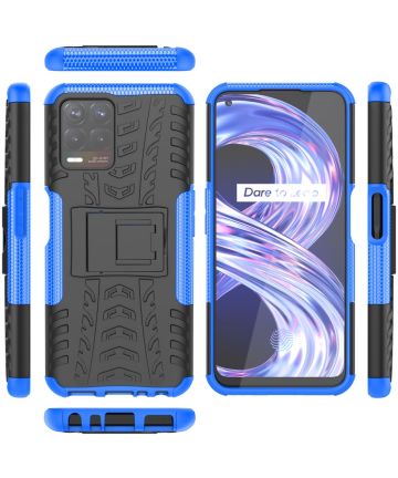 Realme 8i Hoesje Hybride Kickstand Back Cover Blauw | GSMpunt.nl