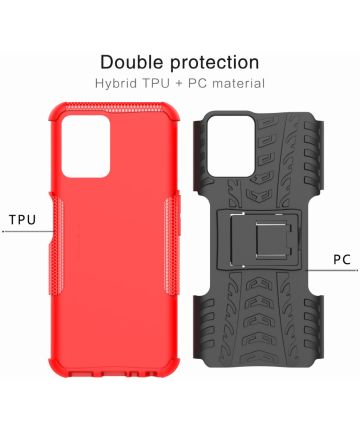 Realme 8i Hoesje Hybride Kickstand Back Cover Blauw | GSMpunt.nl