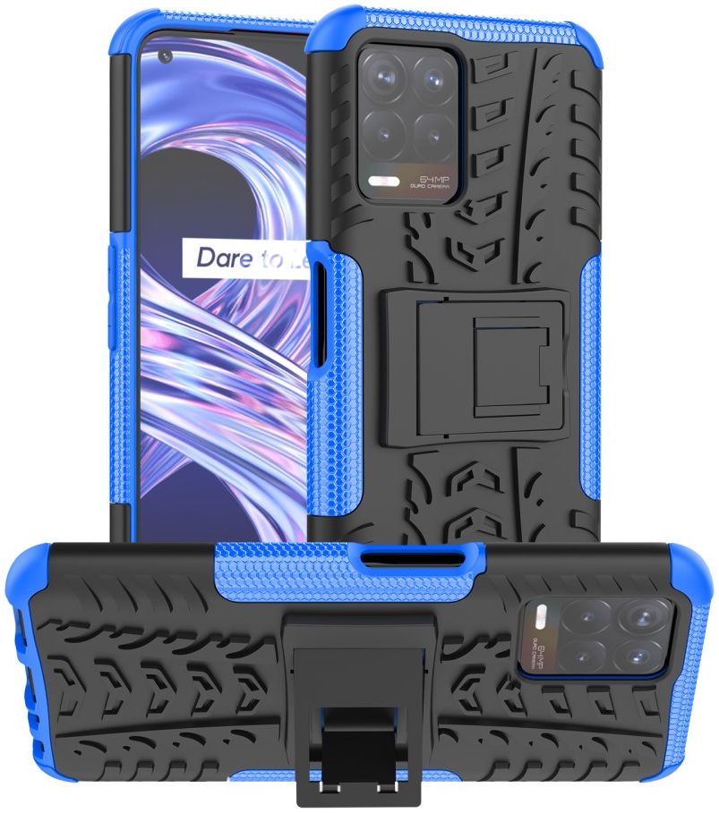 Realme 8i Hoesje Hybride Kickstand Back Cover Blauw | GSMpunt.nl