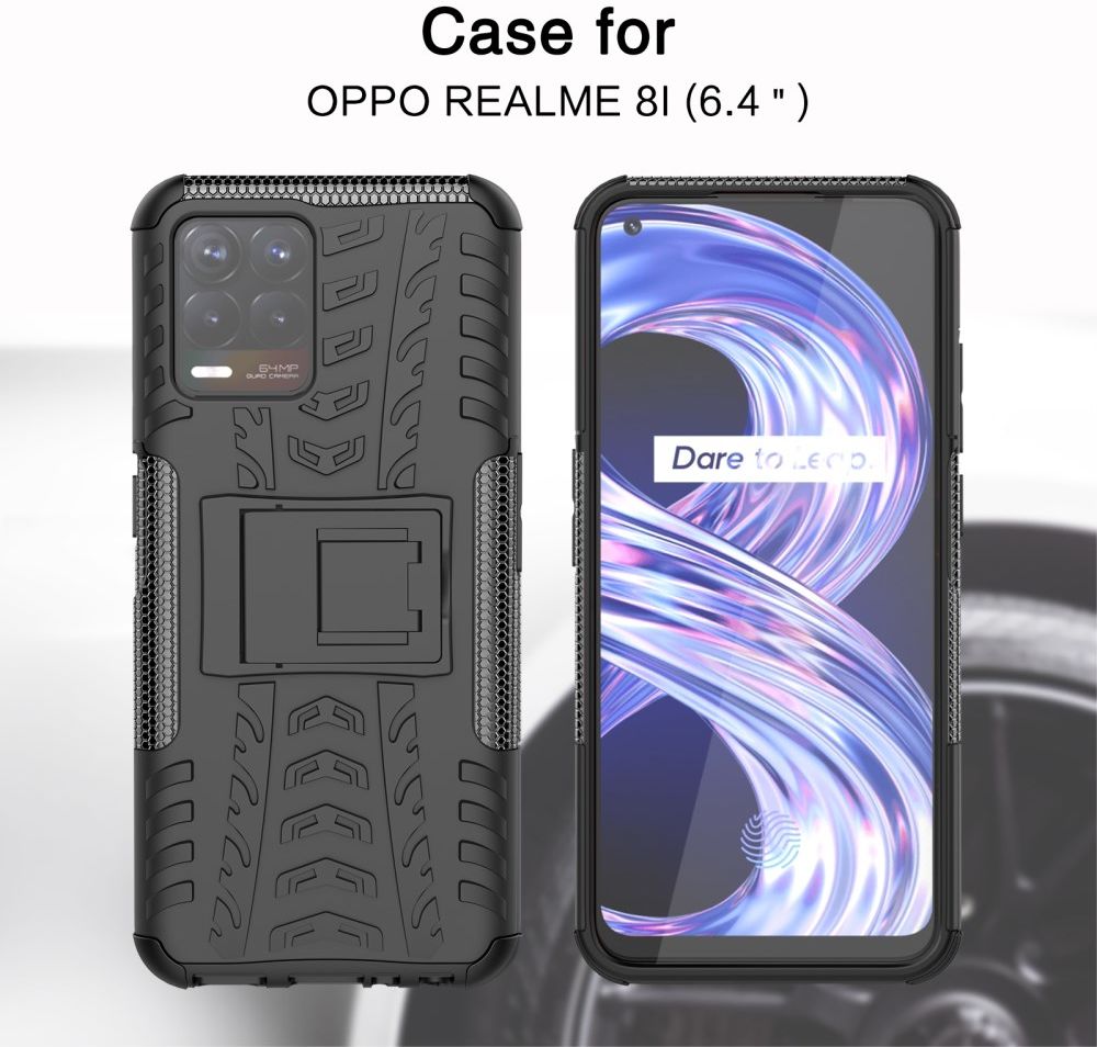 Realme 8i Hoesje Hybride Kickstand Back Cover Blauw | GSMpunt.nl