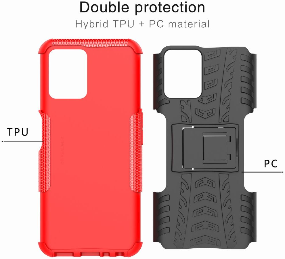 Realme 8i Hoesje Hybride Kickstand Back Cover Blauw | GSMpunt.nl