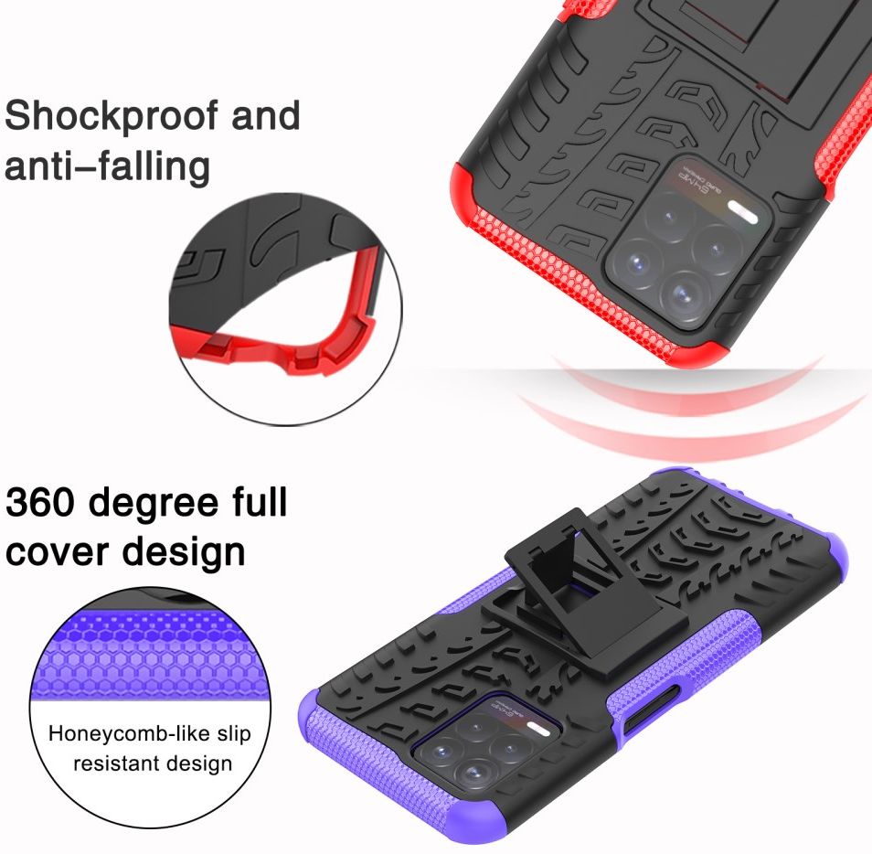 Realme 8i Hoesje Hybride Kickstand Back Cover Blauw | GSMpunt.nl