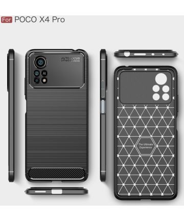 Xiaomi Poco X4 Pro Hoesje Geborsteld TPU Flexibele Back Cover Zwart ...
