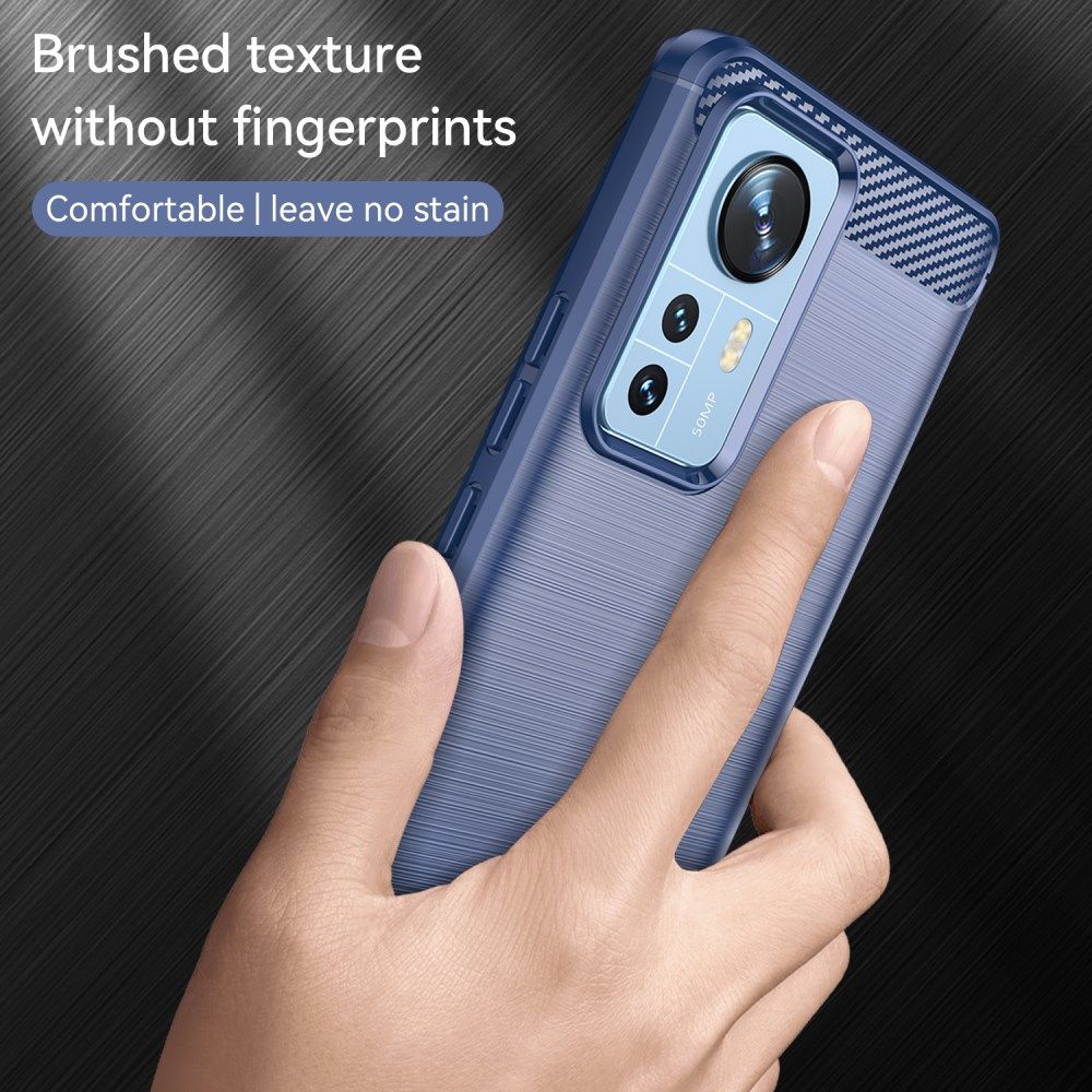 Xiaomi 12 Pro Hoesje Geborsteld TPU Flexibele Back Cover Blauw | gsmpunt