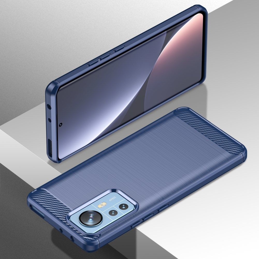 Xiaomi 12 Pro Hoesje Geborsteld TPU Flexibele Back Cover Blauw | gsmpunt