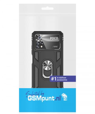 Xiaomi Poco X4 Pro Hoesje Hybride Kickstand Back Cover Zwart | GSMpunt.nl