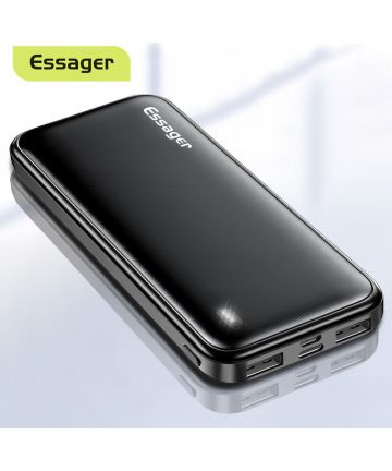 Essager Draagbare Compacte USB-A Powerbank 10.000 mAh Zwart | GSMpunt.nl