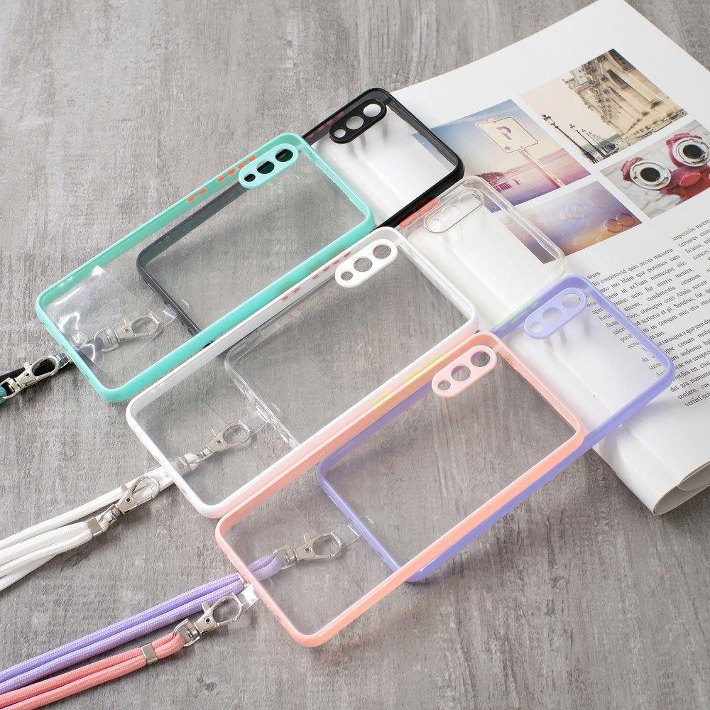 Samsung Galaxy M02 Hoesje met Koord Back Cover Zwart | gsmpunt