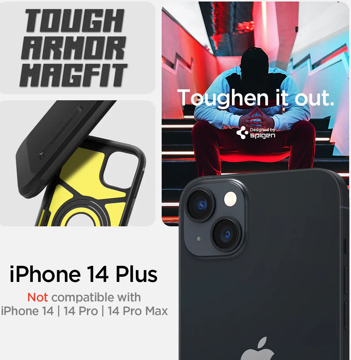 Spigen Tough Armor MagSafe Apple iPhone 14 Plus Hoesje Zwart | GSMpunt.nl