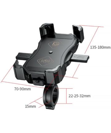 Universele Telefoonhouder Motor met Draadloos Opladen 15W Zwart ...