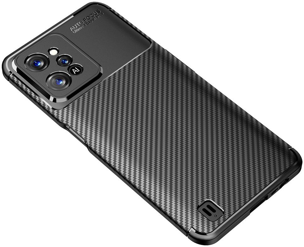 Realme C31 Hoesje Siliconen Carbon TPU Back Cover Zwart | GSMpunt.nl