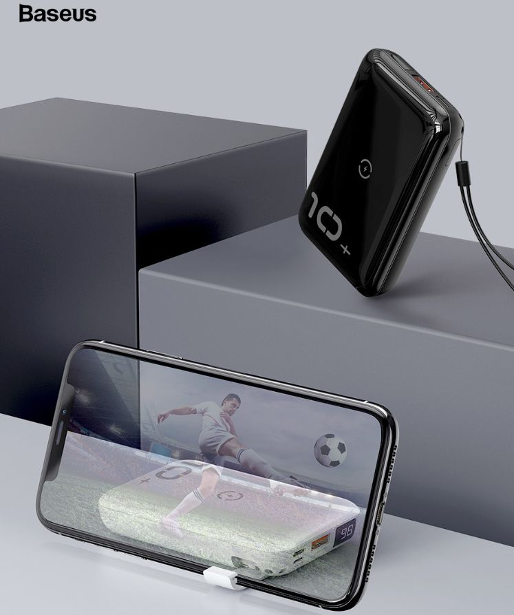 Baseus Mini Bracket USB-A/USB-C/MicroUSB 18W Powerbank 10000mAh Zwart ...