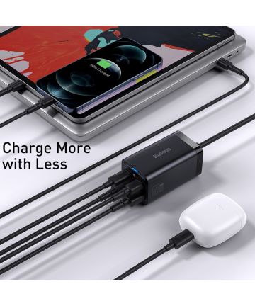 Baseus GaN3 Pro 65W Snellader Laptop/MacBook + 100W USB-C Kabel 5A 1M ...