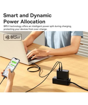 Baseus GaN5 100W Snellader met Fast Charge + 100W USB-C Kabel Zwart ...